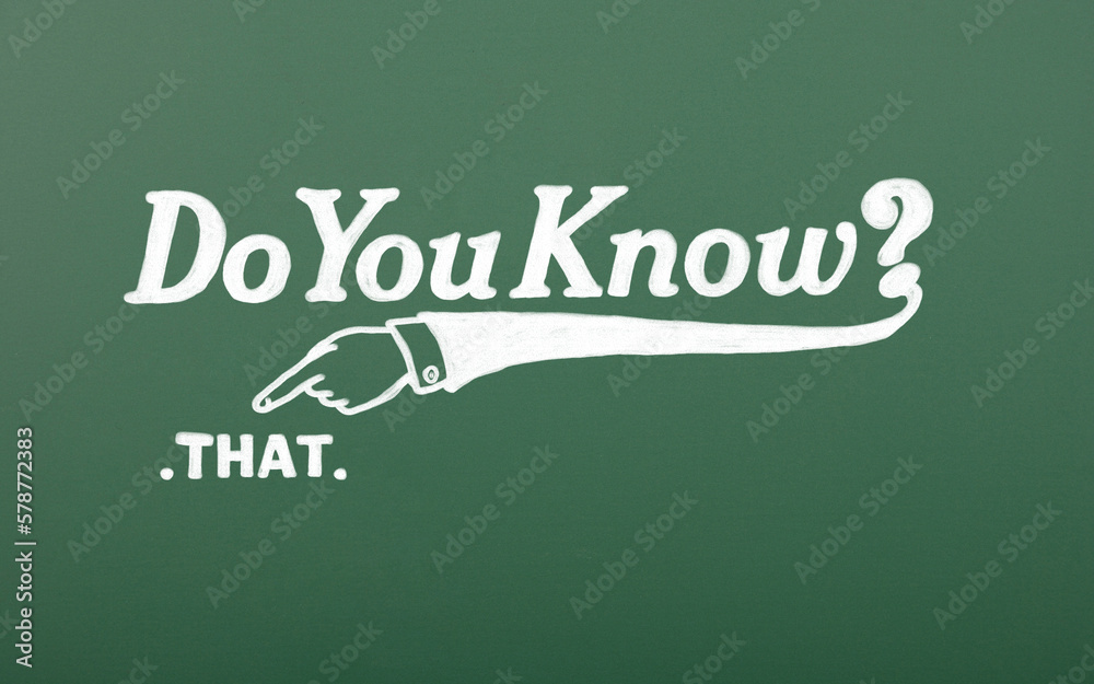 Did You Know label design with male hand pointing to That. Logo design ...