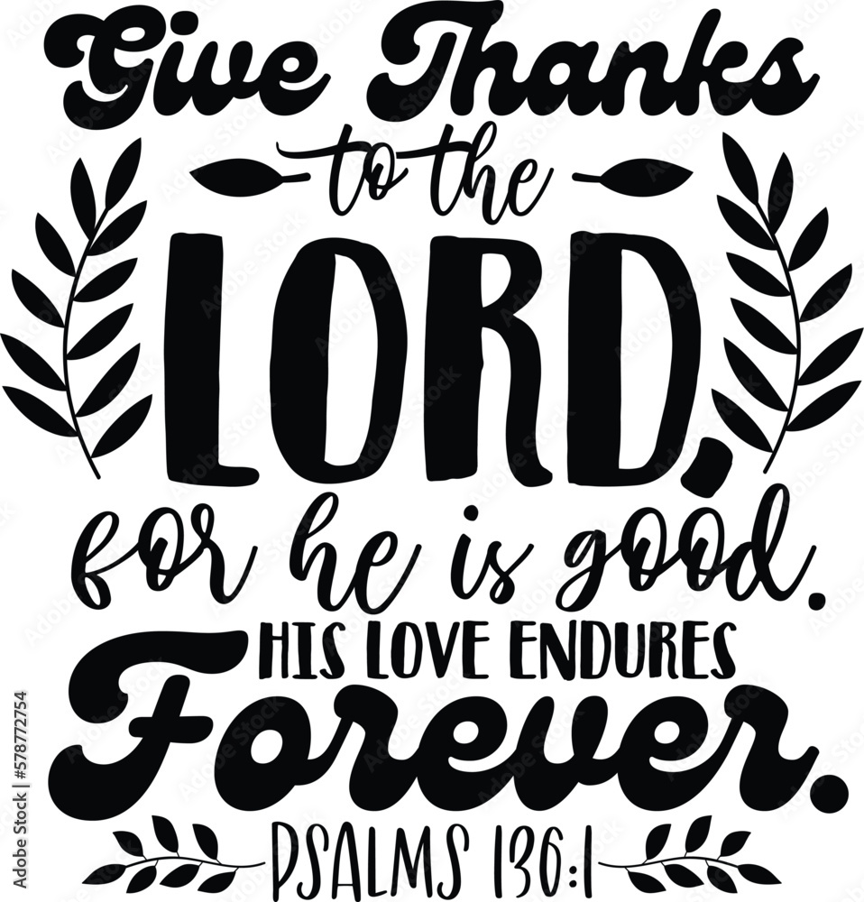 Thanksgiving Bible Verse, holiday vector, black and white ...