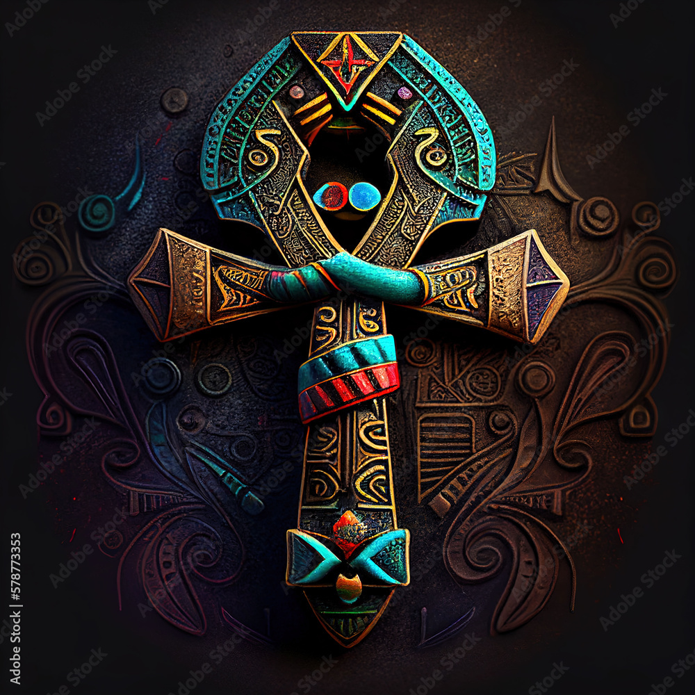 Abstract Colorful Ankh Cross Symbol Inspired by Ancient Egypt ...