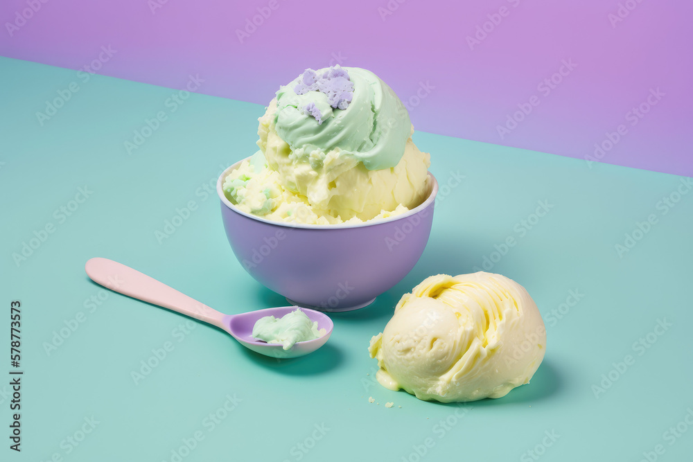 cute trendy mashed potatoes with pastel coloring made by generative ai ...