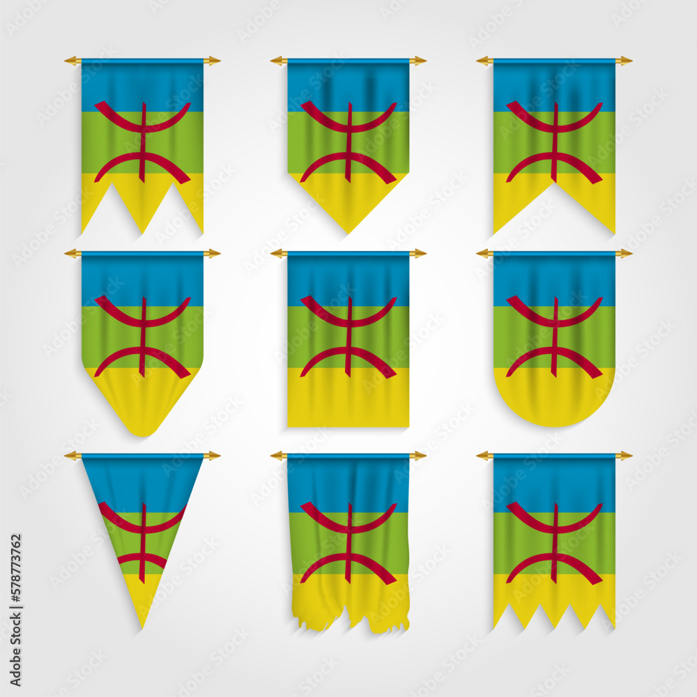 Berber flag in different shapes, Flag of Amazigh in various shapes ...