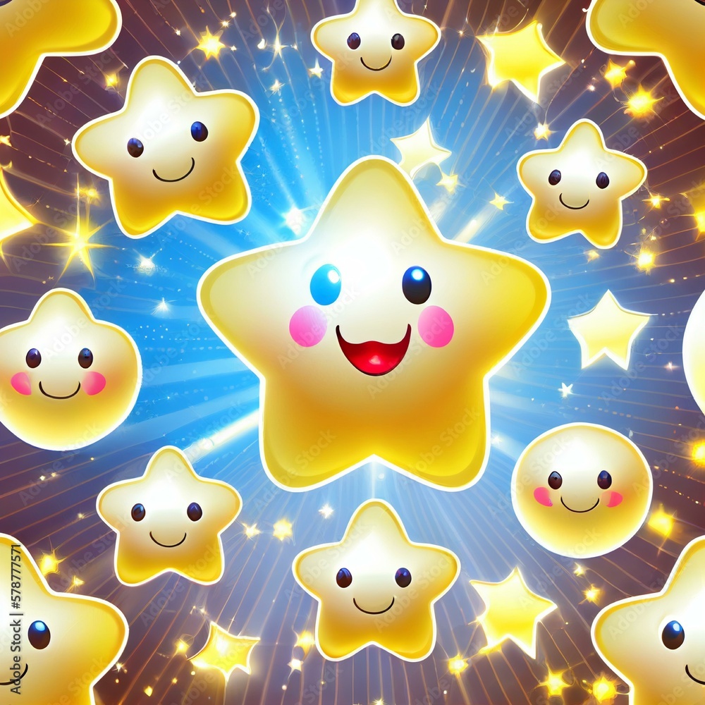 Kirby Stars Cute Smiley Faces Illustration Stock Illustration | Adobe Stock