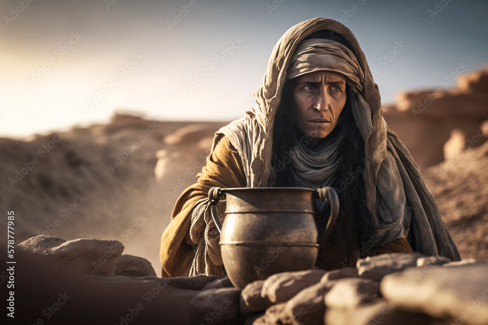 Abstract art. Colorful painting art portrait of a samaritan woman at ...