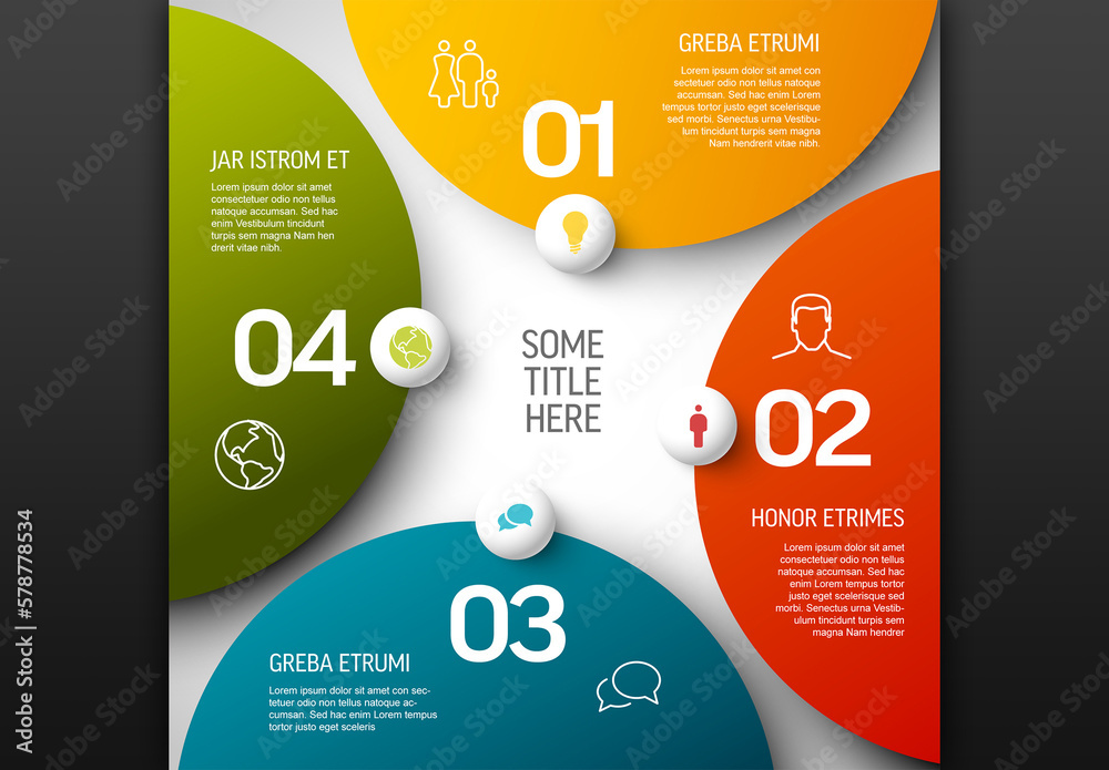 Abstract schema template with four circle sections / steps Stock ...