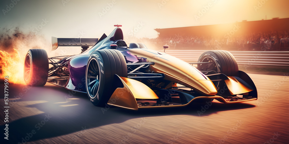 Auto racing competitions winner. Super fast cars overtake each other on ...