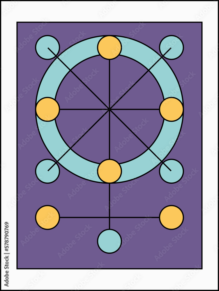 This poster's clean, white circle stands out against the soothing blue ...