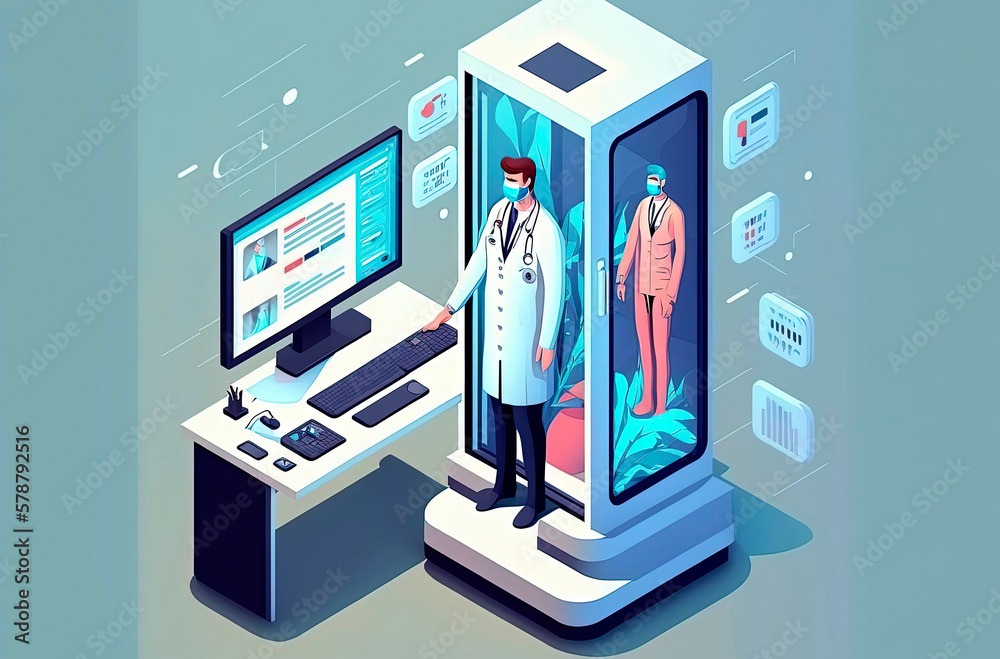Generative AI illustration of patient talk consult with doctor using ...