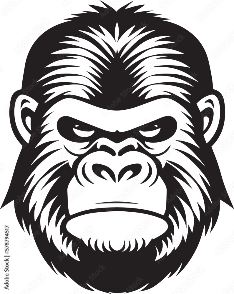 Gorilla head, gorilla face icon, SVG, Vector, Illustration Stock Vector ...