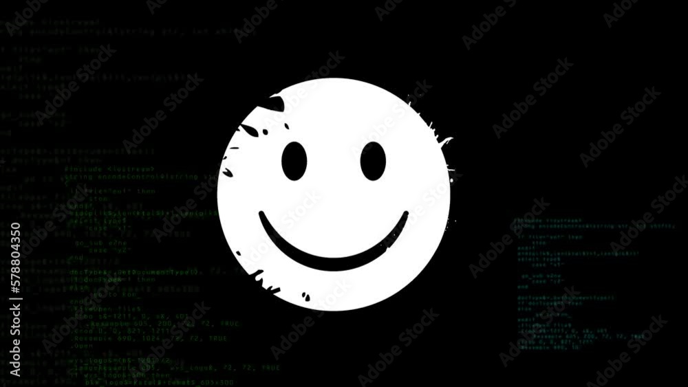 Emoticon Face With Distorted And Glitch Effect Seamless And Loopable 3d Rendering Smile Angry
