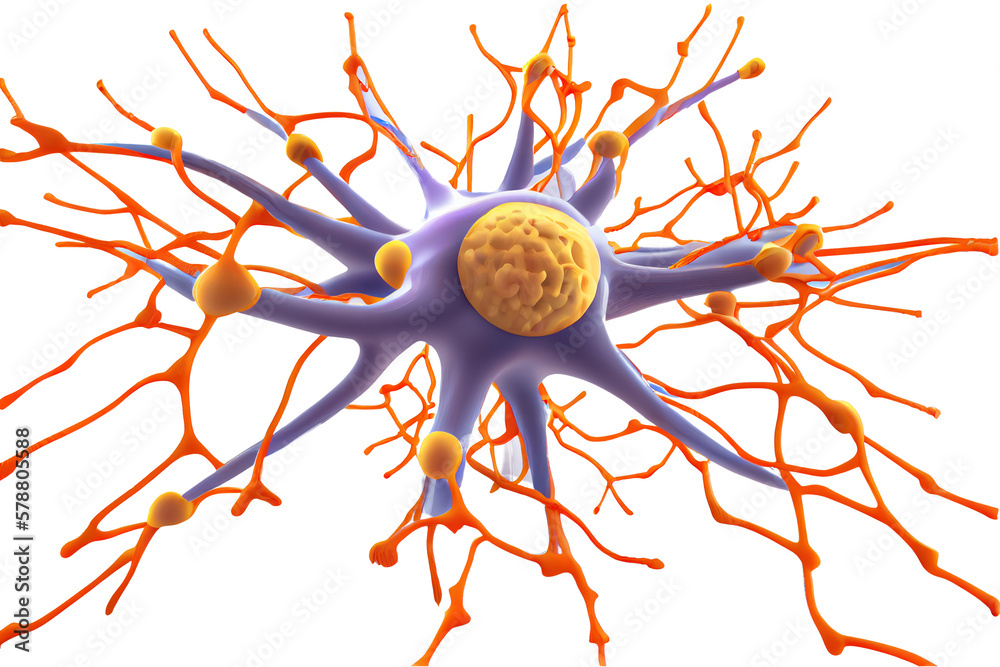 ภาพประกอบสต็อก Human Nervous System. Neurons cells close up 3d render ...