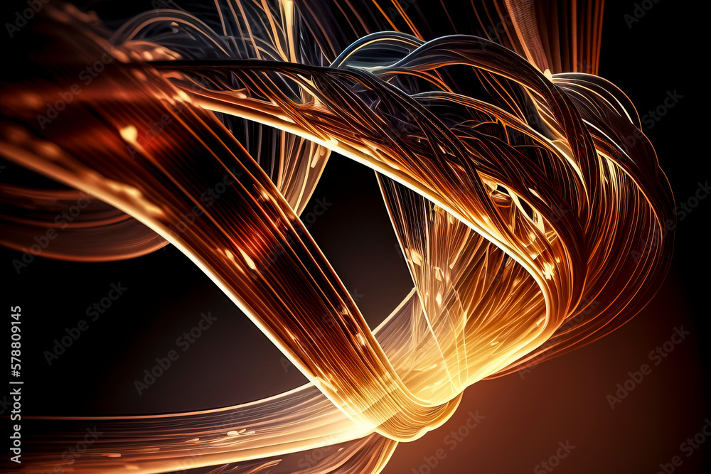 colored electric cables and led. optical fiber, intense colors ...