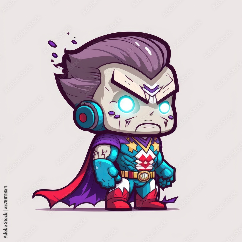 cartoon superhero zombie monster character illustration isolated on ...