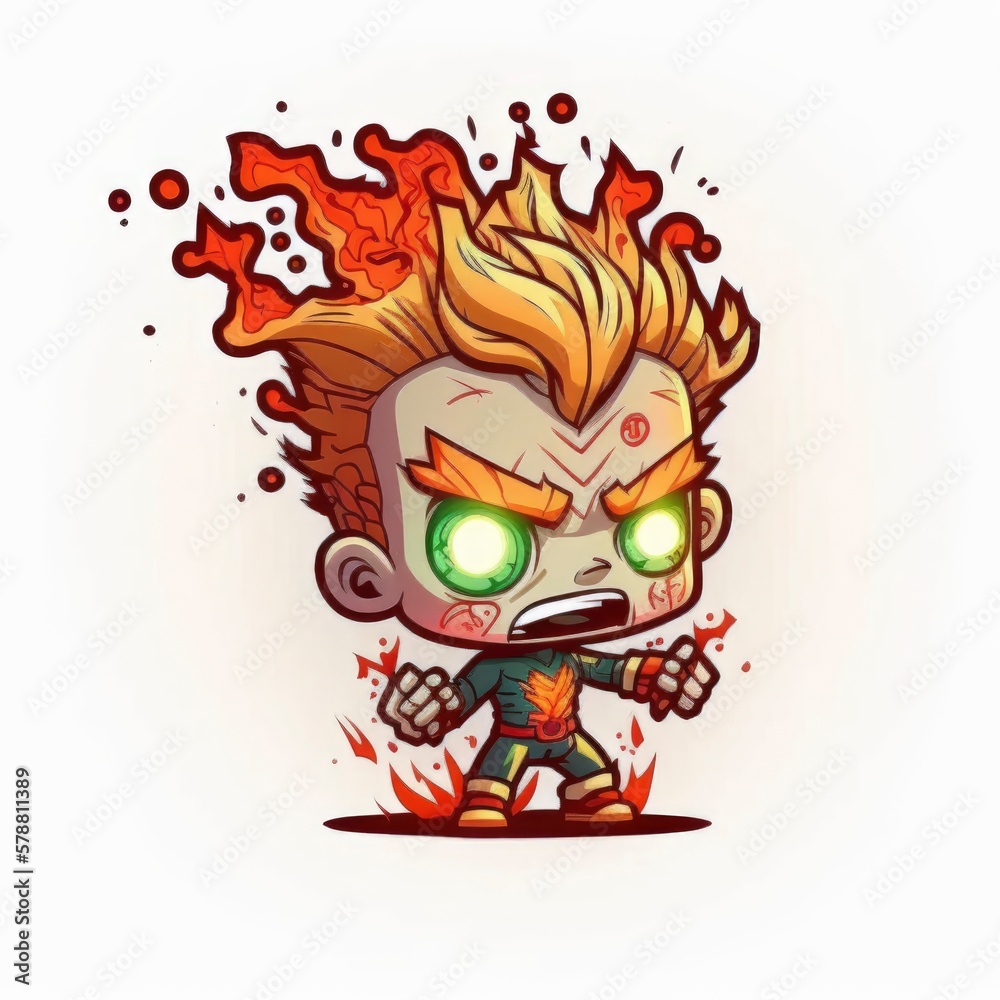 cartoon superhero zombie monster character illustration isolated on ...