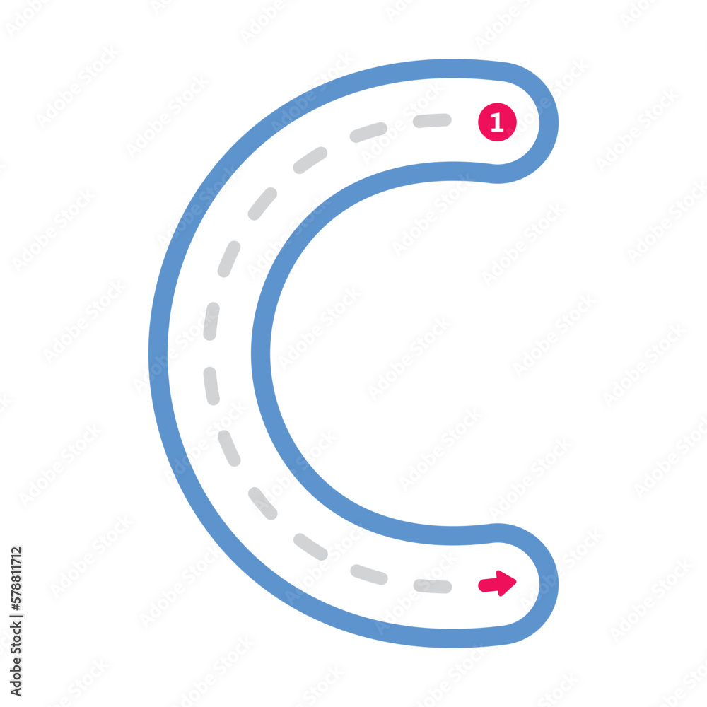 Tracing alphabet letter C uppercase prewriting dotted line element for ...