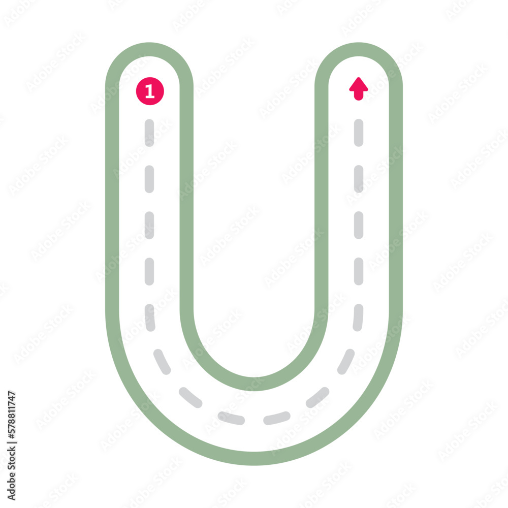 Tracing alphabet letter U uppercase prewriting dotted line element for ...
