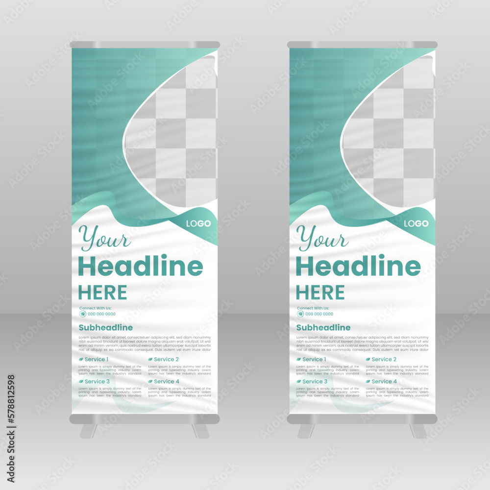 Roll up banner stand template design Stock Vector | Adobe Stock