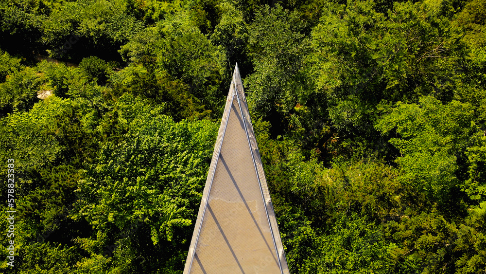Top view of skywalk platform of Hallstatt, Hallstatter See of Austria ...