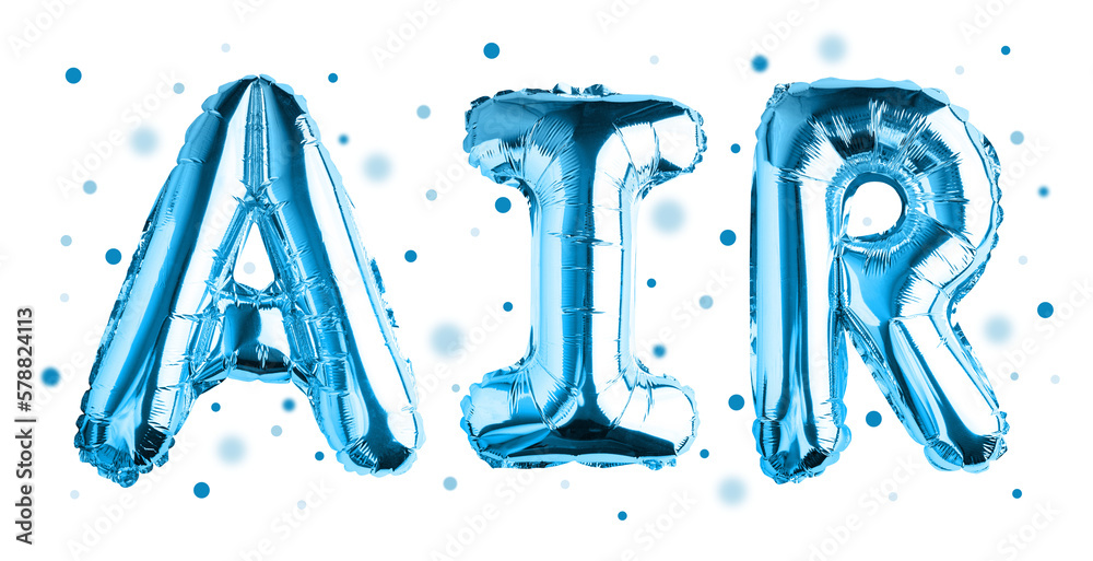 Words Air from balloons, blue on a transparent background. isolated ...