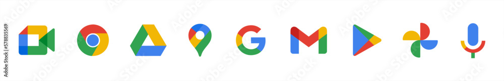 Popular Google icons on transparent background. Vector set of icons for ...