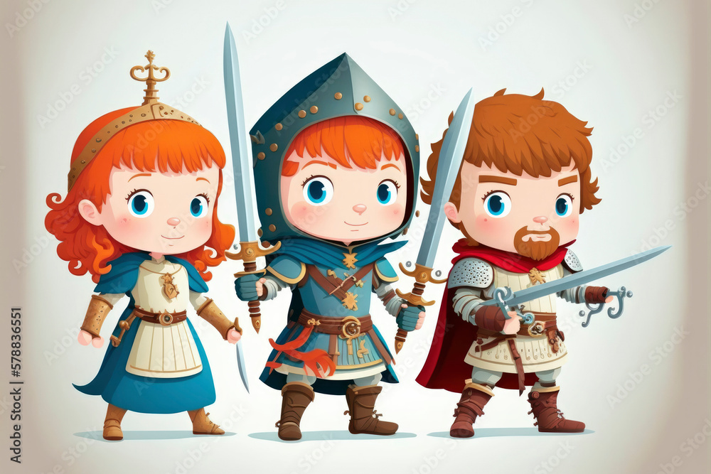 A group of kids dressed as princesses and knights played together. Cute ...