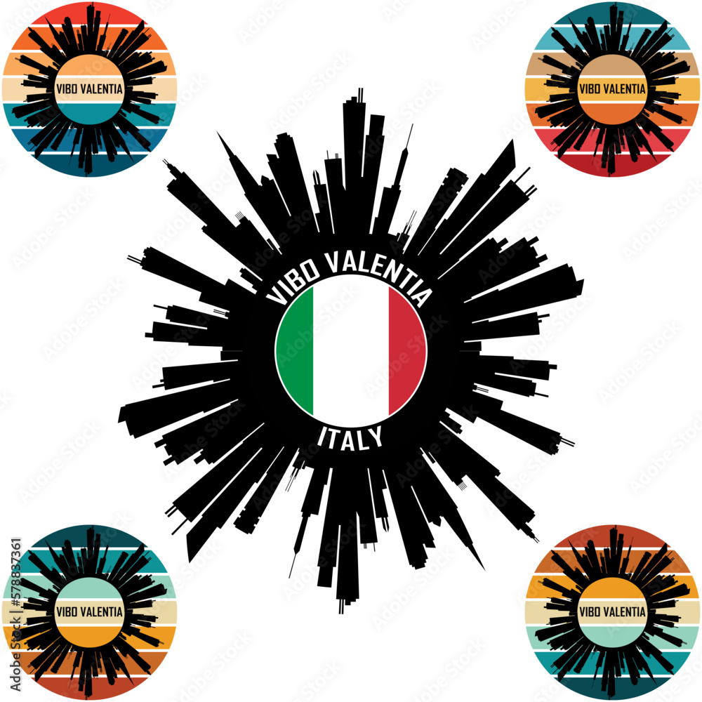 Vibo Valentia Skyline Silhouette Italy Flag Travel Souvenir Sticker ...