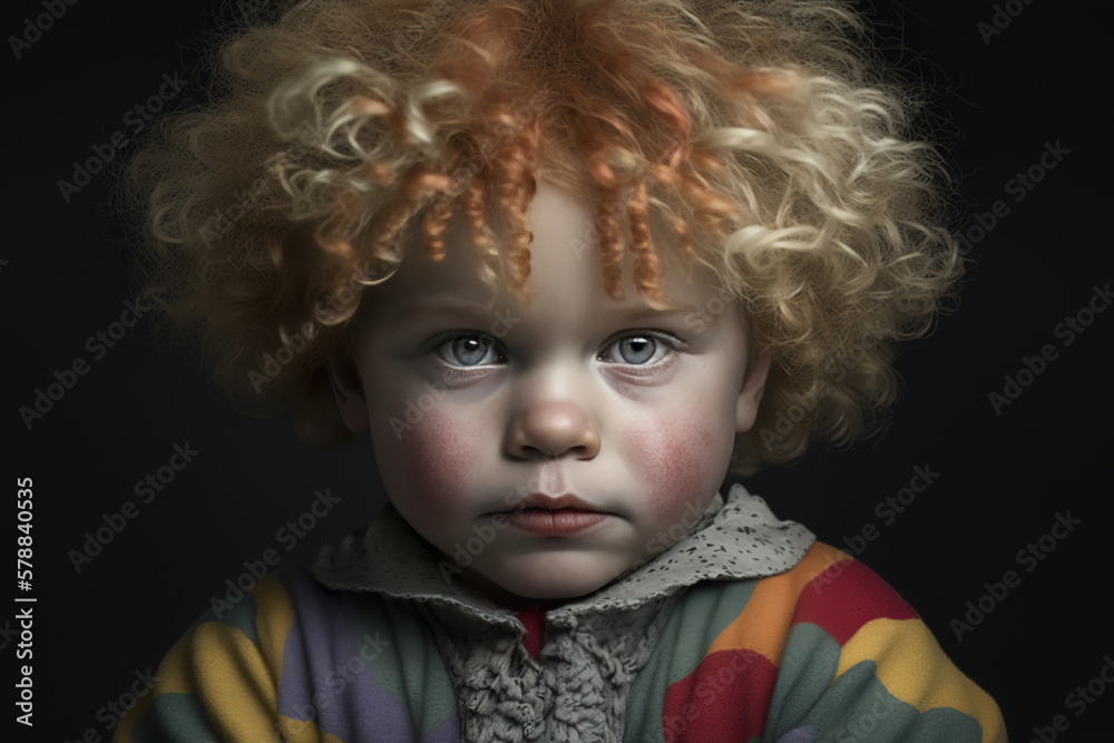 Generative AI. Little cute boy with facepaint like clown, pantomimic ...
