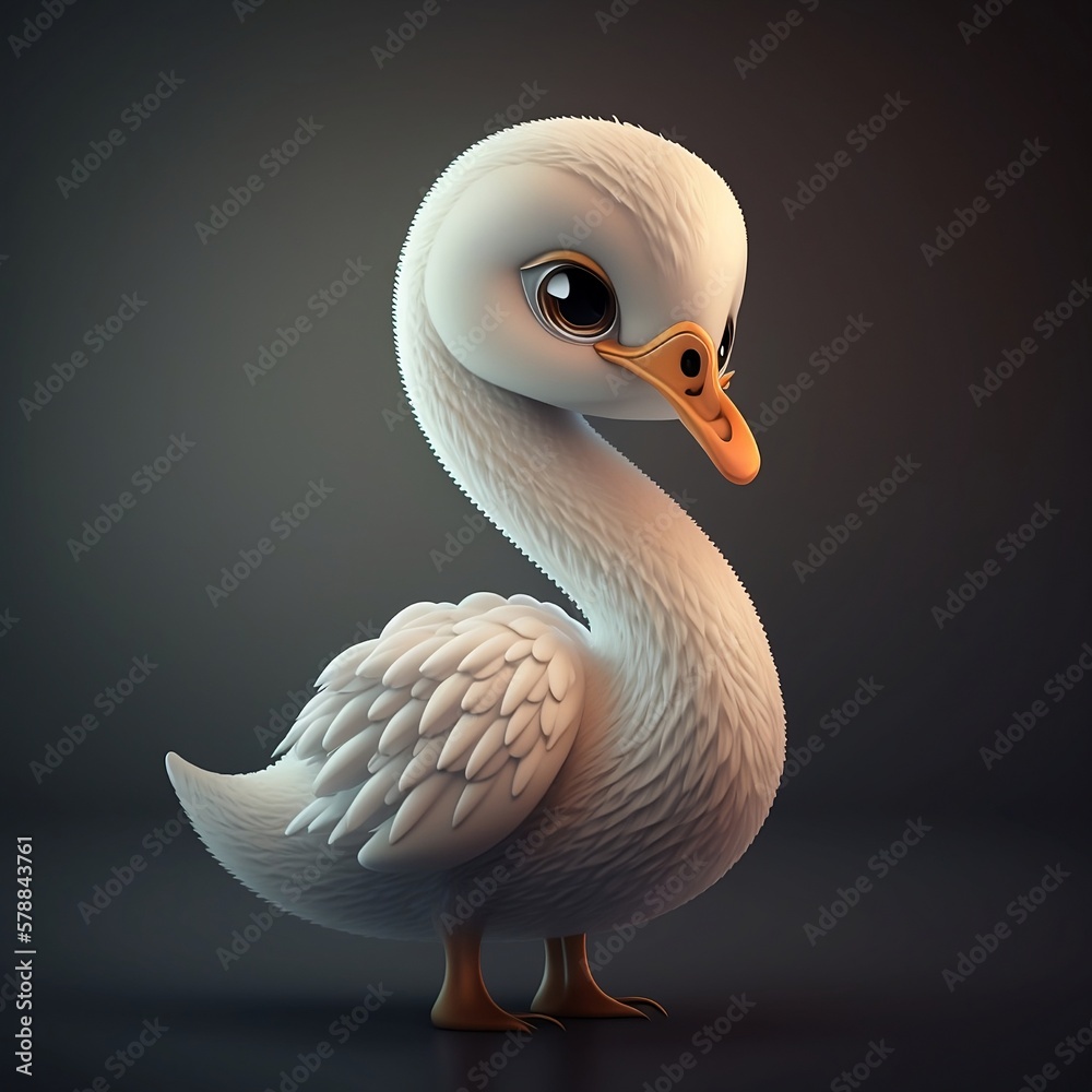 Cute cartoon character swan. Cartoon swan. Swan. Cartoon swan on a ...