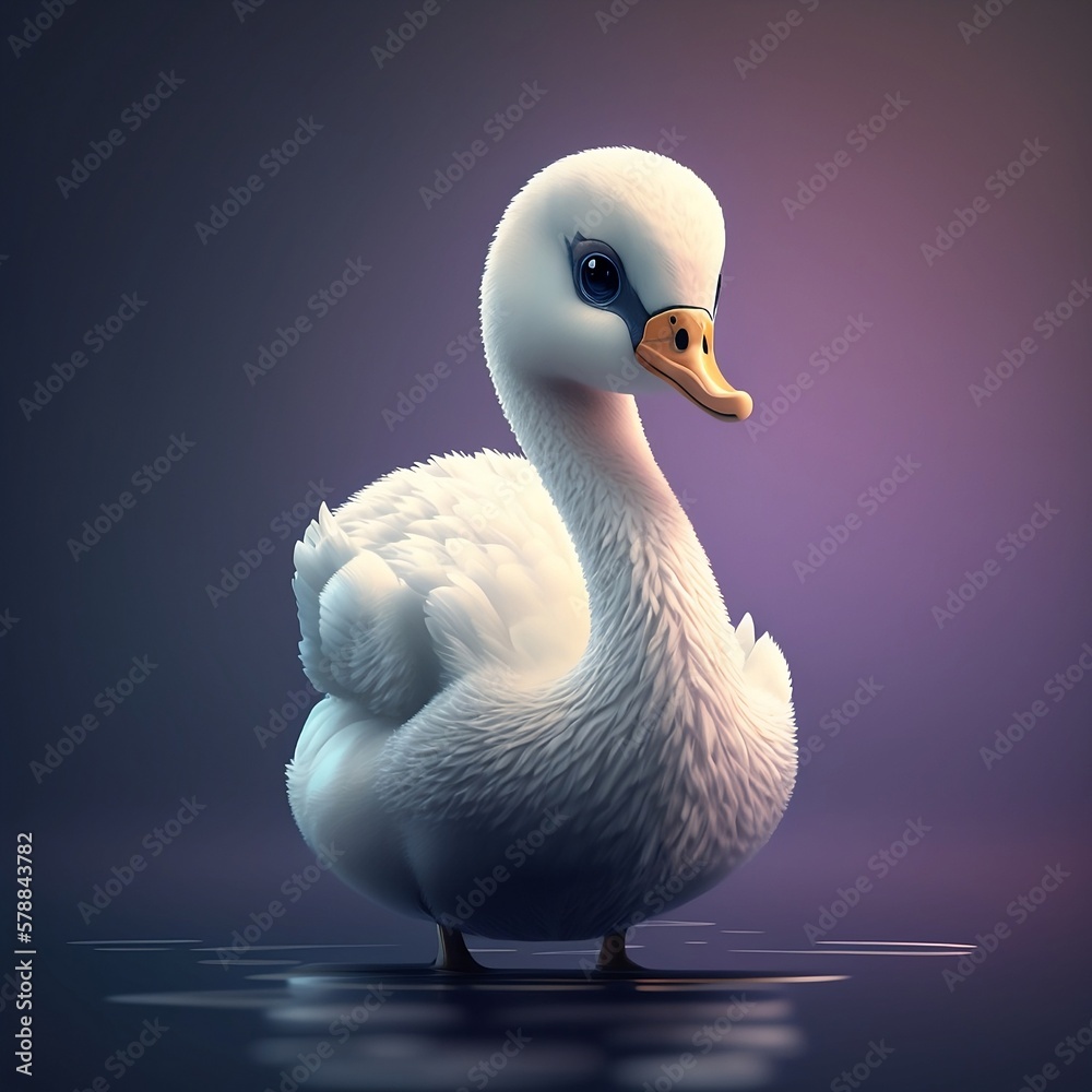 Cute cartoon character swan. Cartoon swan. Swan. Cartoon swan on a ...