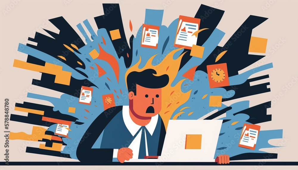 Overload busy multitasking on fire missing business deadlines, rushing ...