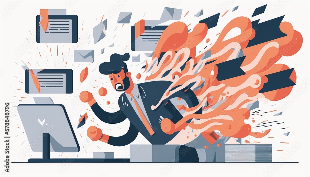 Overload busy multitasking on fire missing business deadlines, rushing ...