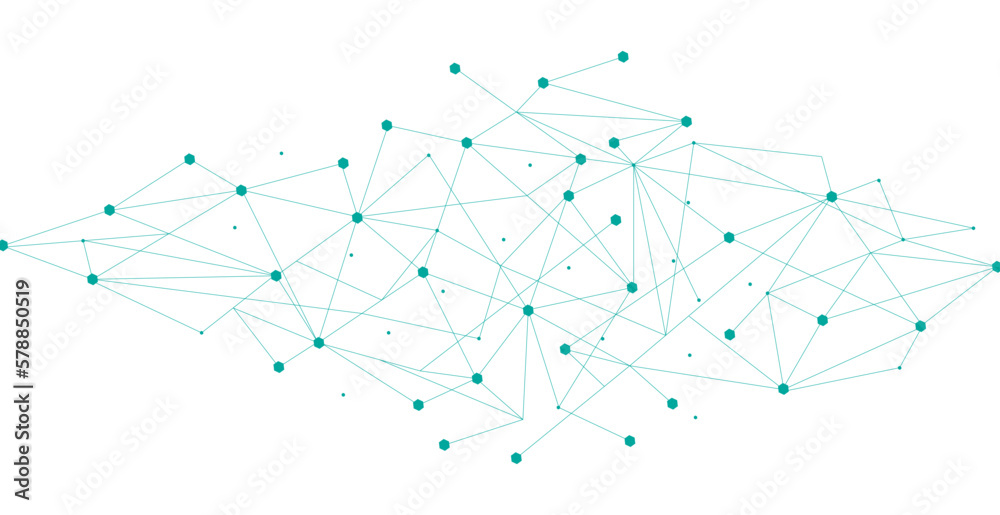 Teal network. Abstract connection on white background. Network ...