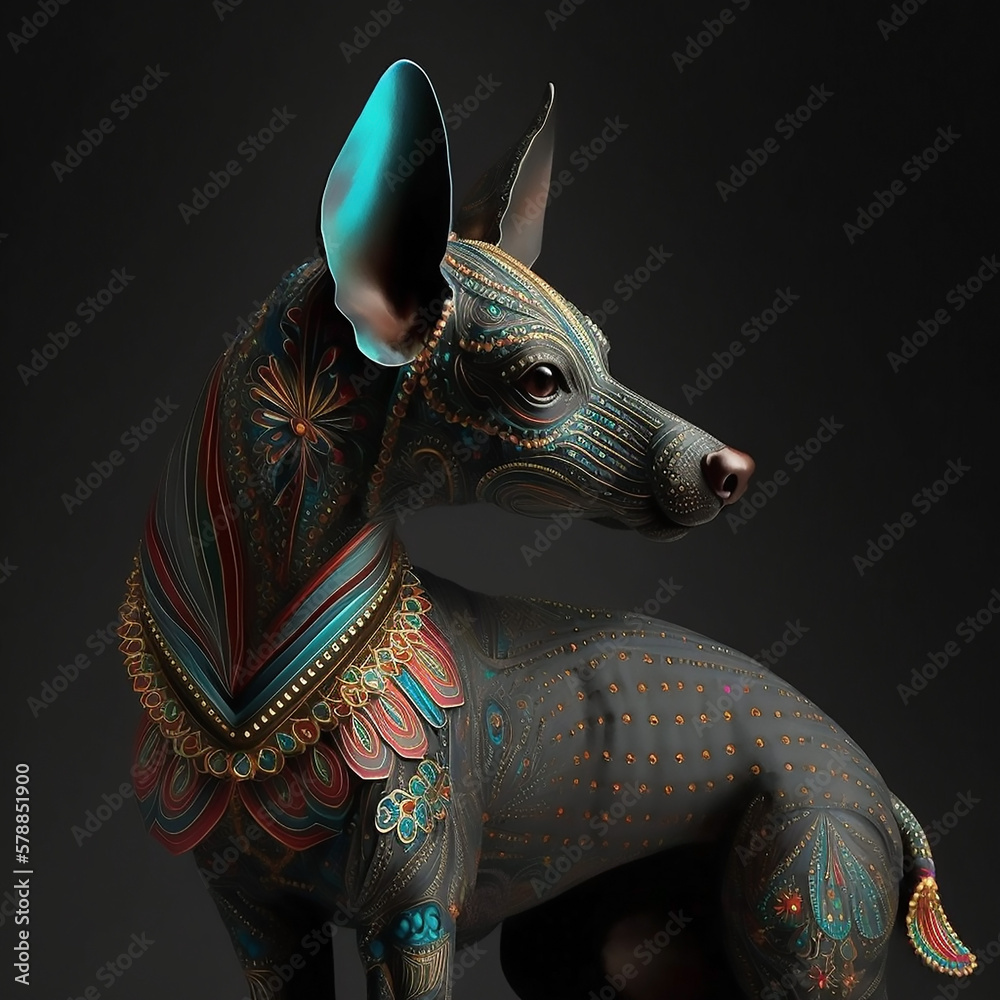 xoloitzcuintle alebrije Stock Illustration | Adobe Stock