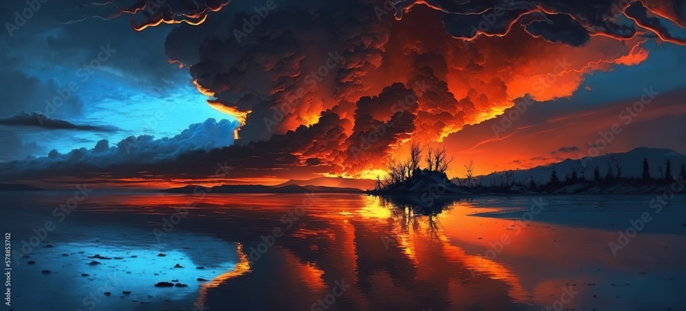 sky hue shifts from tranquil blue to fiery orange as global warming ...