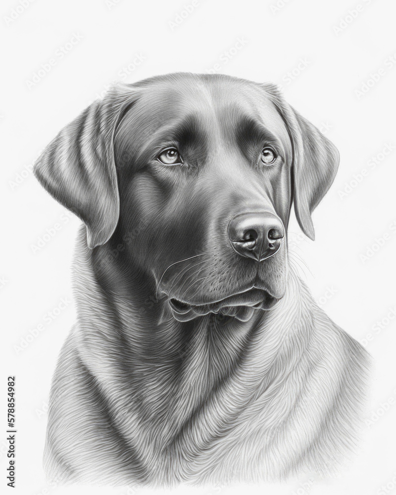 Pencil Sketch of a Labrador Retriever Dog AI-Generated Stock ...