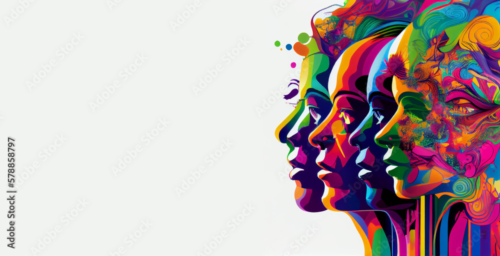 Multi-ethnic people with different colors. Banner of diversity ...