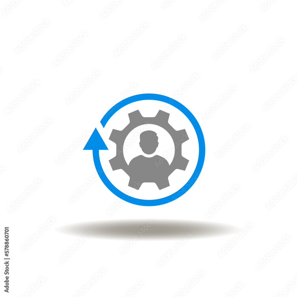 Vector illustration of man with gear and round arrow. Icon of EMDR Eye ...