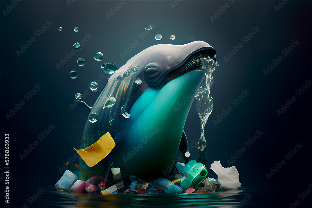 Plastic waste harming marine life: The picture depicts how plastic ...
