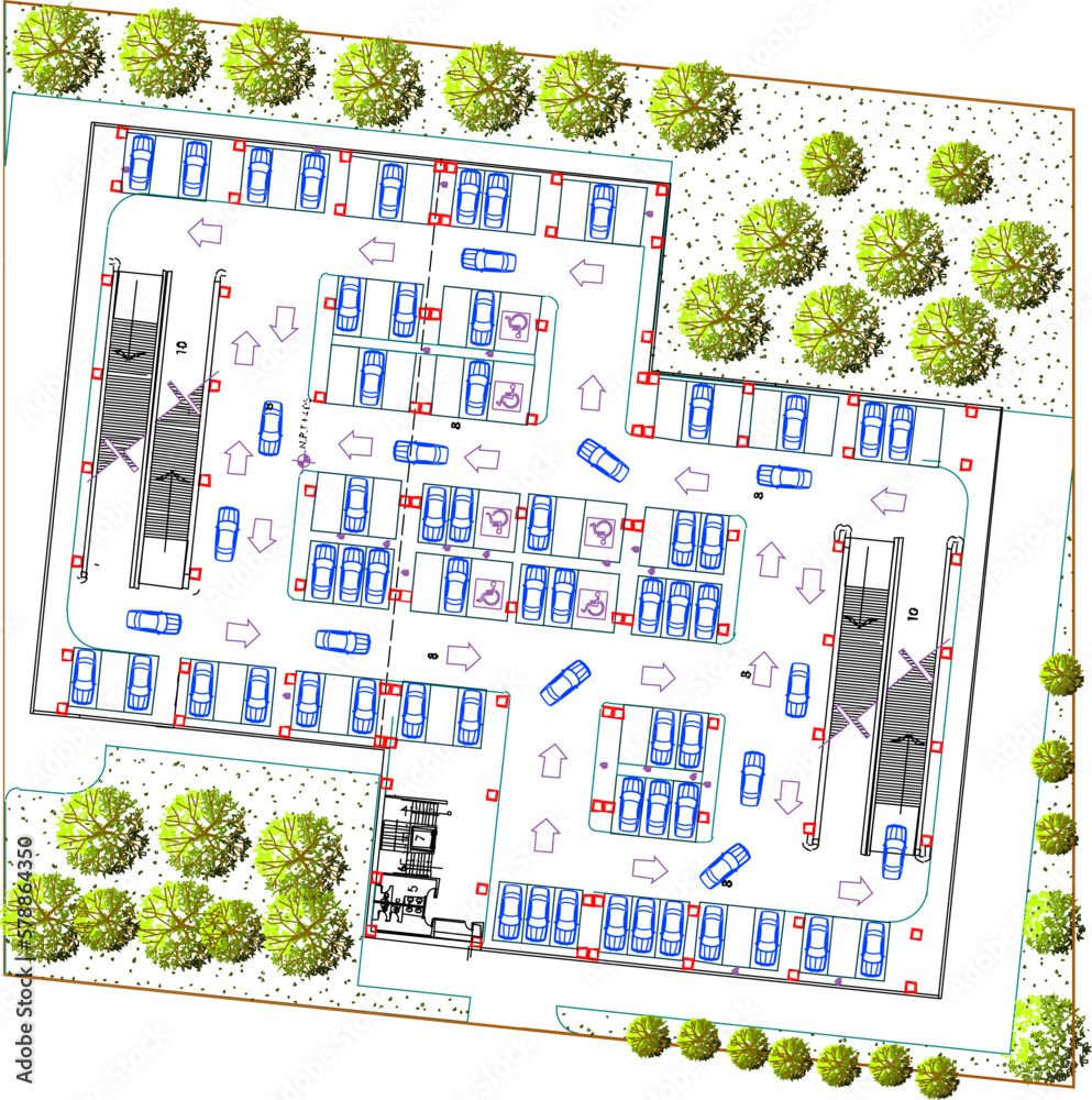 sketch vector illustration of parking lot layout Stock Vector | Adobe Stock