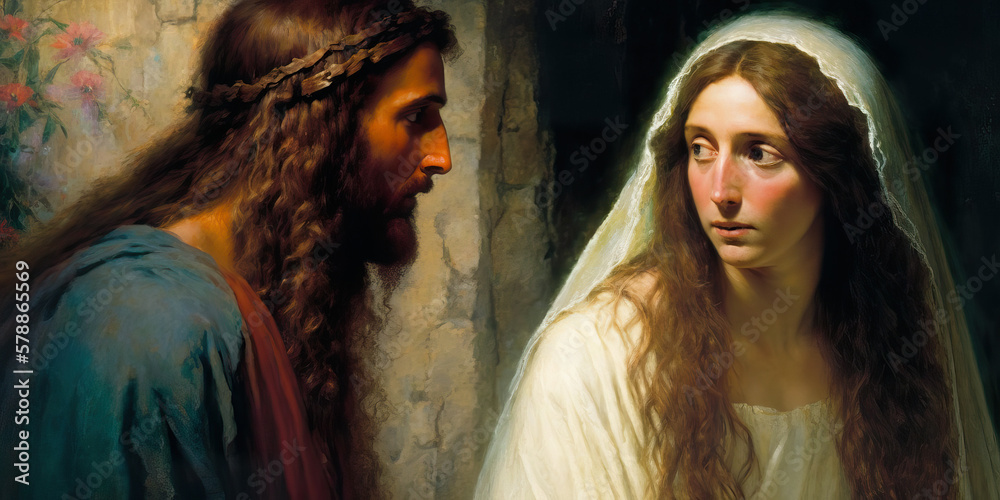 Mary Magdalene's Encounter with Resurrected Jesus in Artwork Generative ...