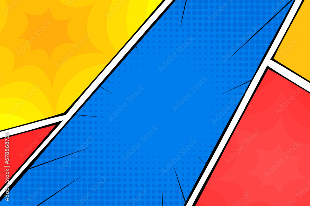 Cartoon comic backgrounds set. Comics book colorful poster with ...