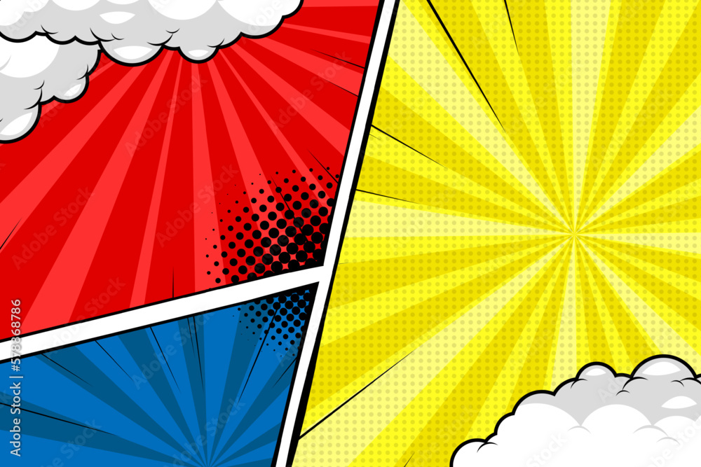 Cartoon comic backgrounds set. Comics book colorful poster with ...