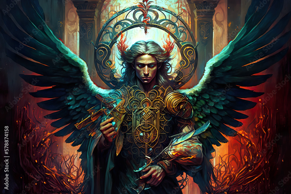 "Surrealist depiction of Archangel Uriel in dreamlike style" Generative ...