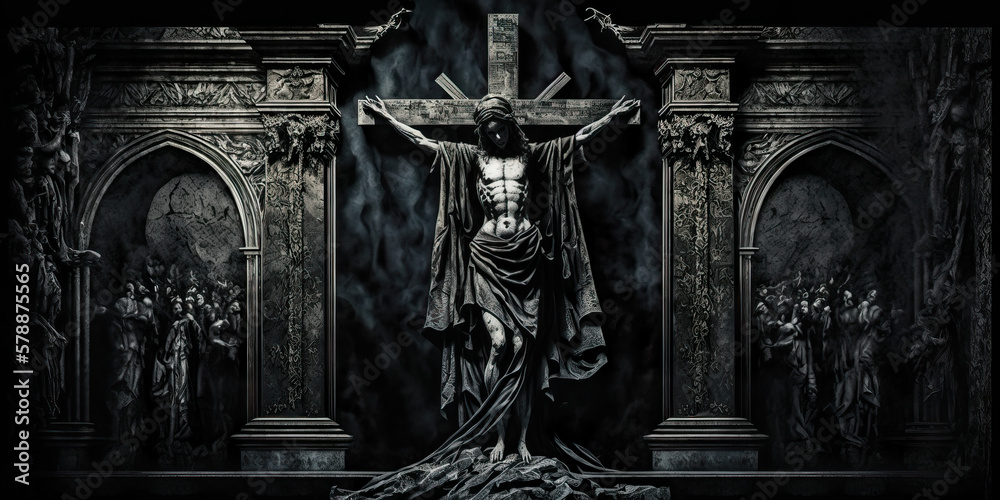 "The Gothic Crucifixion: A Dark and Moody Depiction with Intricate ...
