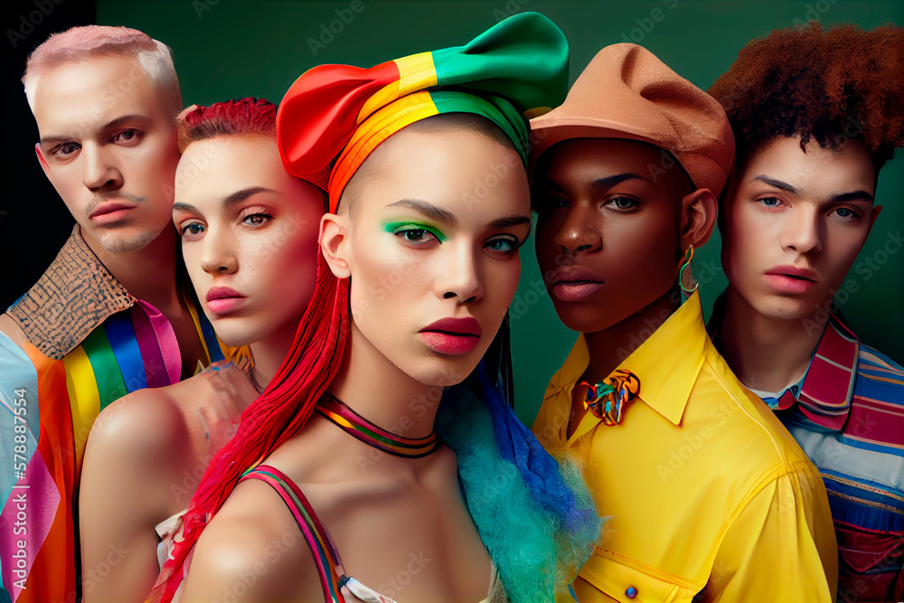 Multiracial group of five young transgender and non-binary gender ...