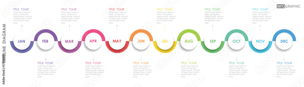 timeline roadmap project diagram Infographic template for business. 12 ...
