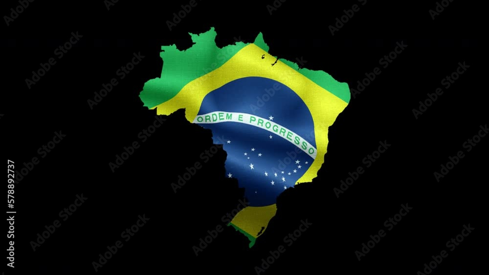 Vidéo Stock 4K waving national flag of Brazil on the map. With alpha ...