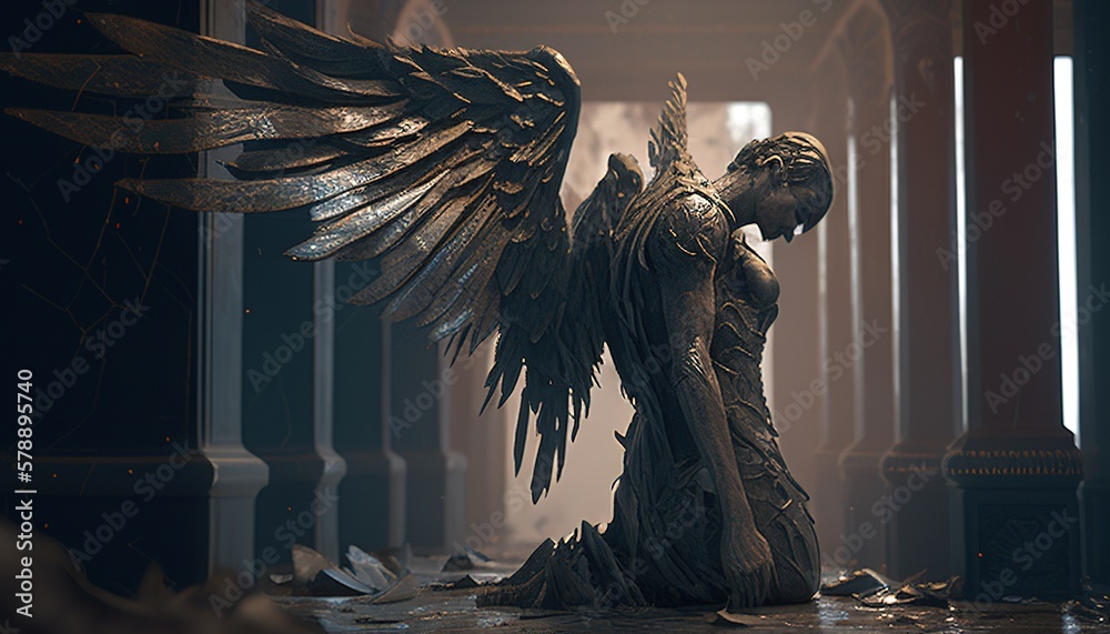 fallen angel with a tragic backstory digital art illustration ...
