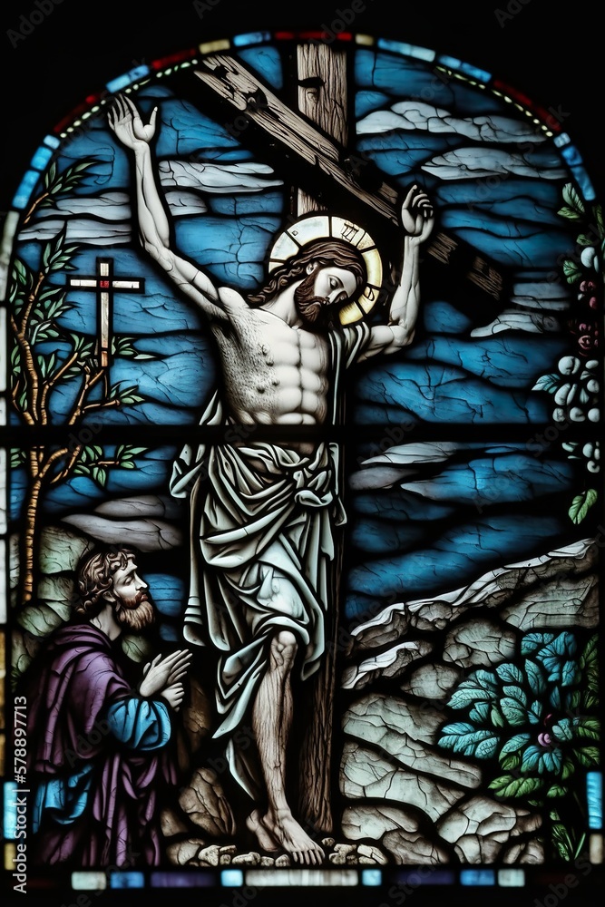 Jesus Stained glass church window Stock Photo | Adobe Stock