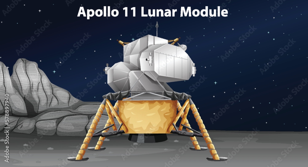 Apollo 11 Lunar Module on Moon Surface Stock Vector | Adobe Stock