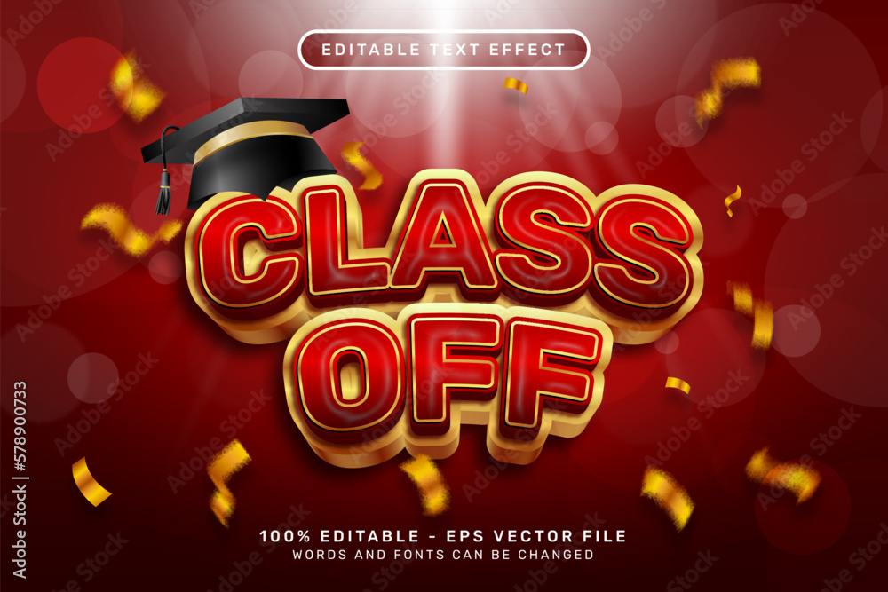 class off 2023 3d text effect and editable text effect with graduation ...